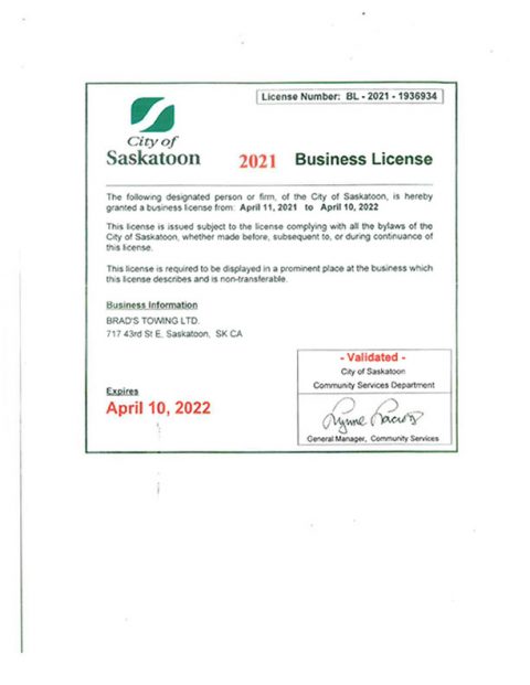 Downloads - Brad's Towing Ltd | Saskatoon, SK